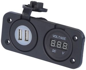 PANEL MOUNT USB SOCKET & LED VOLTMETER 12/24V DC INPUT - Radio and ...